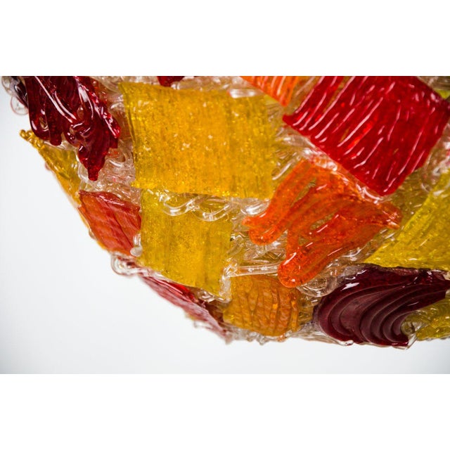 Mid-Century Modern Red Orange and Yellow Swag Pendant Light | Chairish