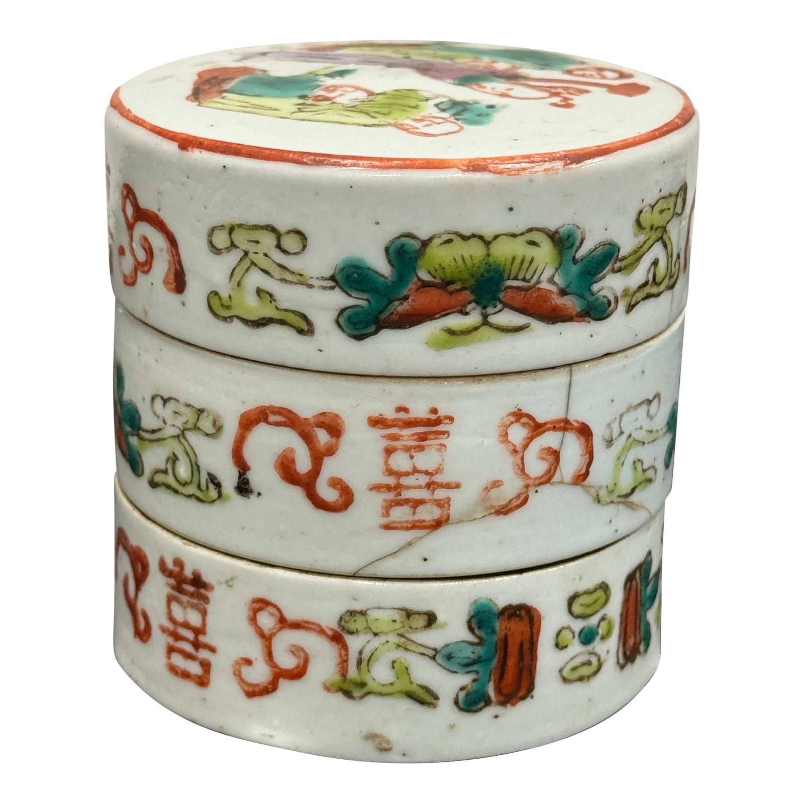 1950s Vintage 3 Tier Chinese Porcelain Box | Chairish