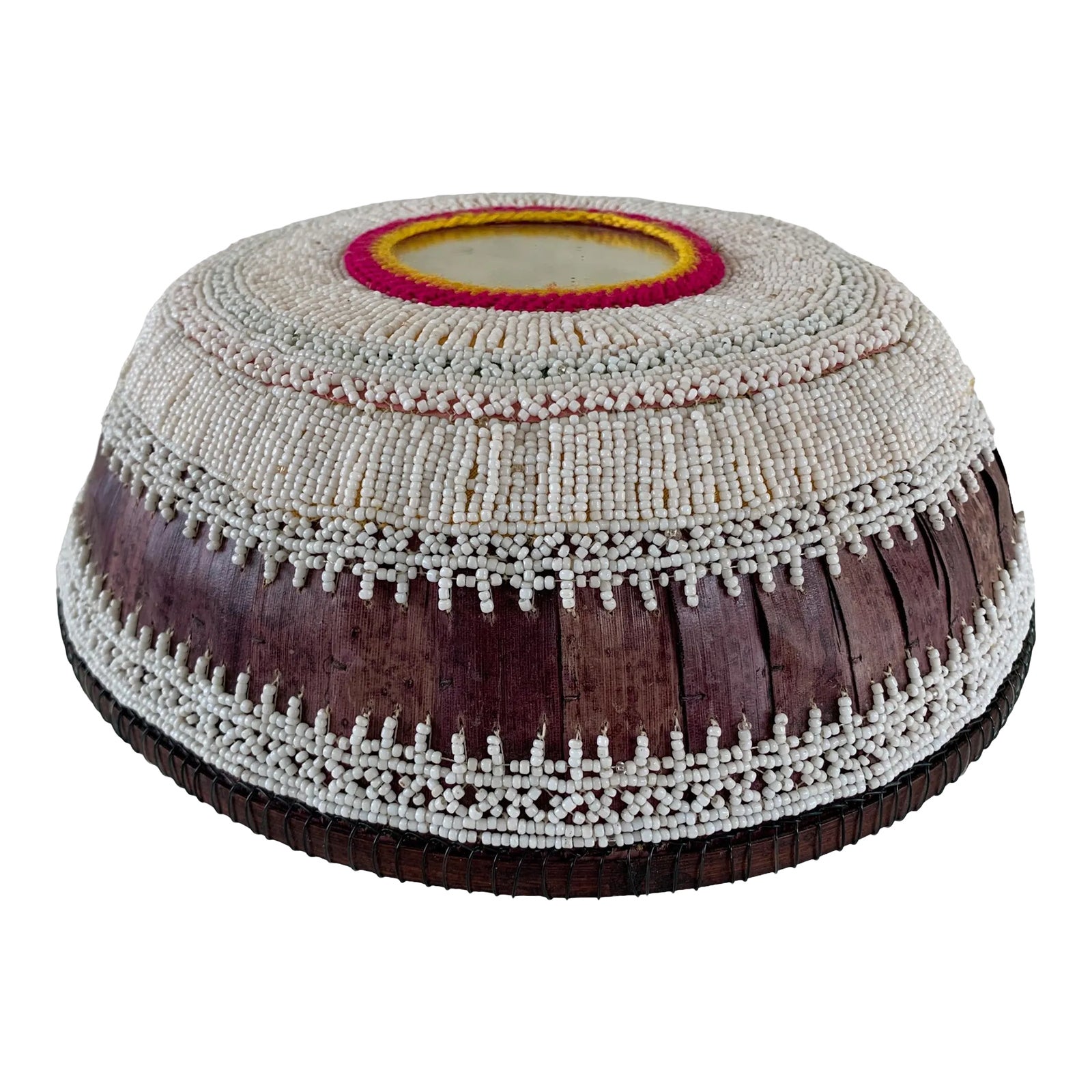 1940s Balinese Beaded Decorated Temple Offering Basket | Chairish