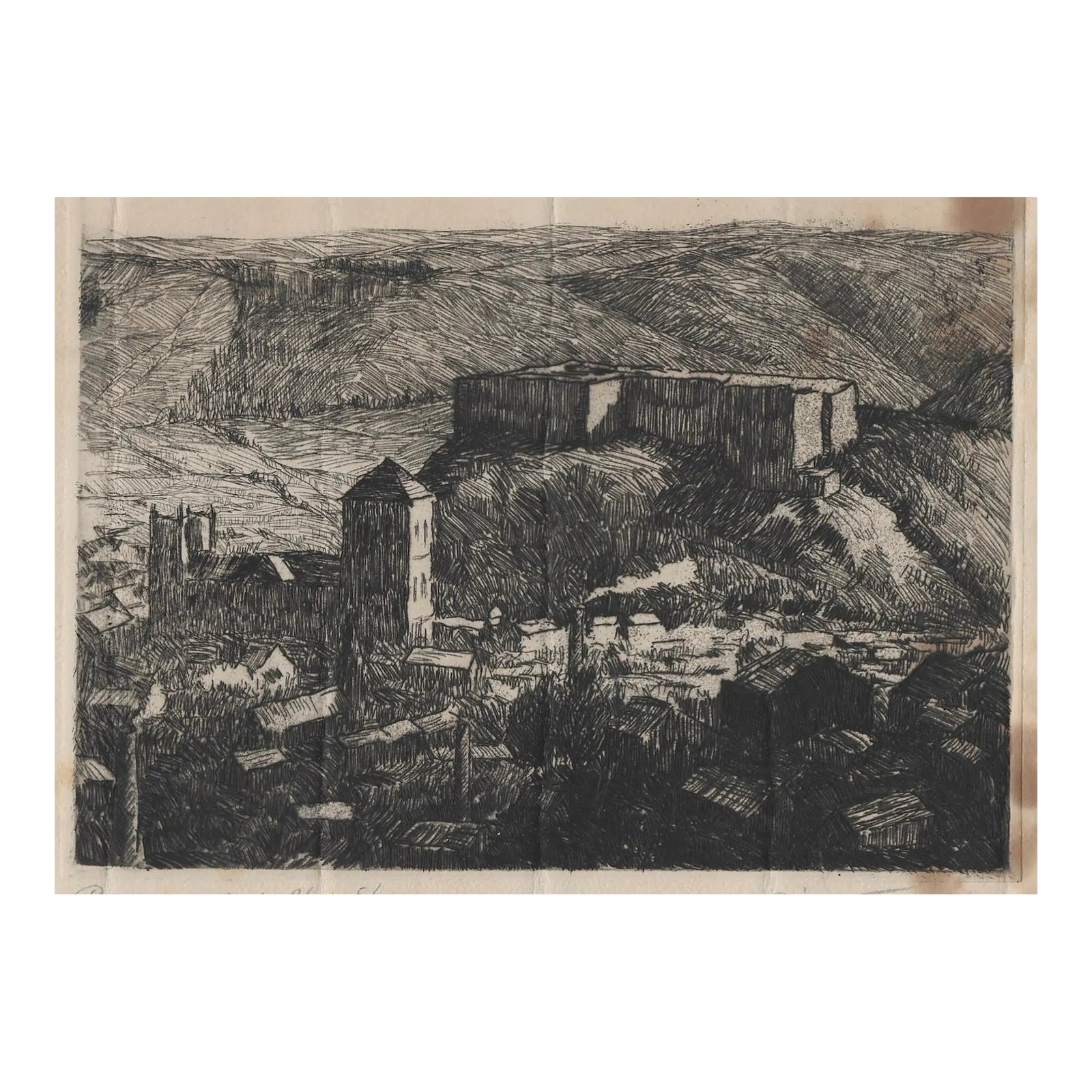 Antique European Landscape Etching | Chairish