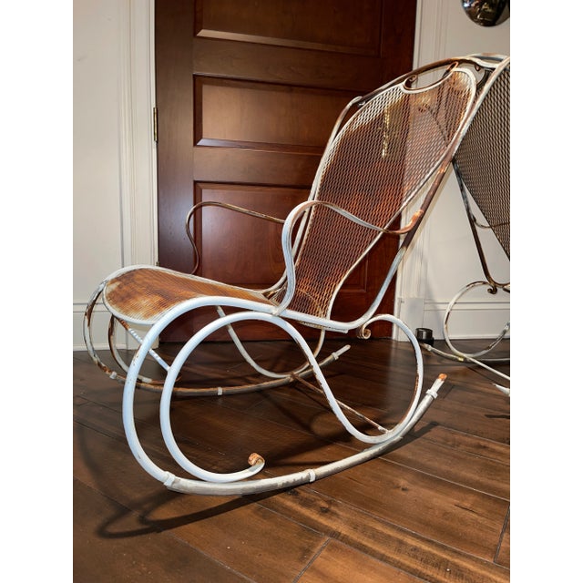 Vintage Mid Century Woodard Style Iron Rocking Chairs, a Pair | Chairish
