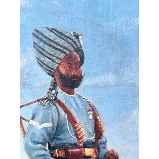 Antique British Colonial Painting of an Indian Cavalry Officer. | Chairish