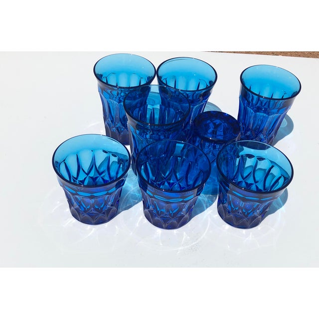 1970s Blue Glass Drinking Glasses - Set of 8 | Chairish