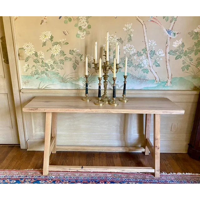 Solid Oak Modern Contemporary Console Table | Chairish