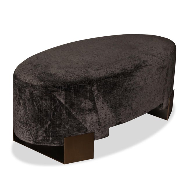 Contemporary Oval Bench With Sculptural Brass Legs | Chairish