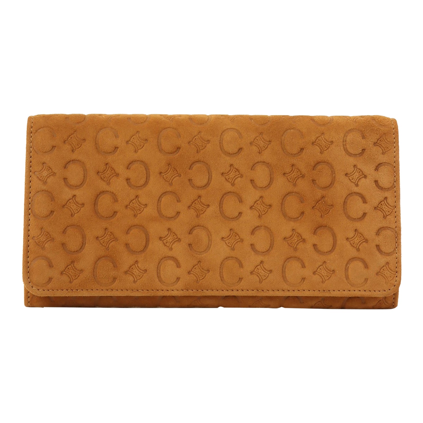 Celine Suede C Macadam Pattern Wallet Brown | Chairish