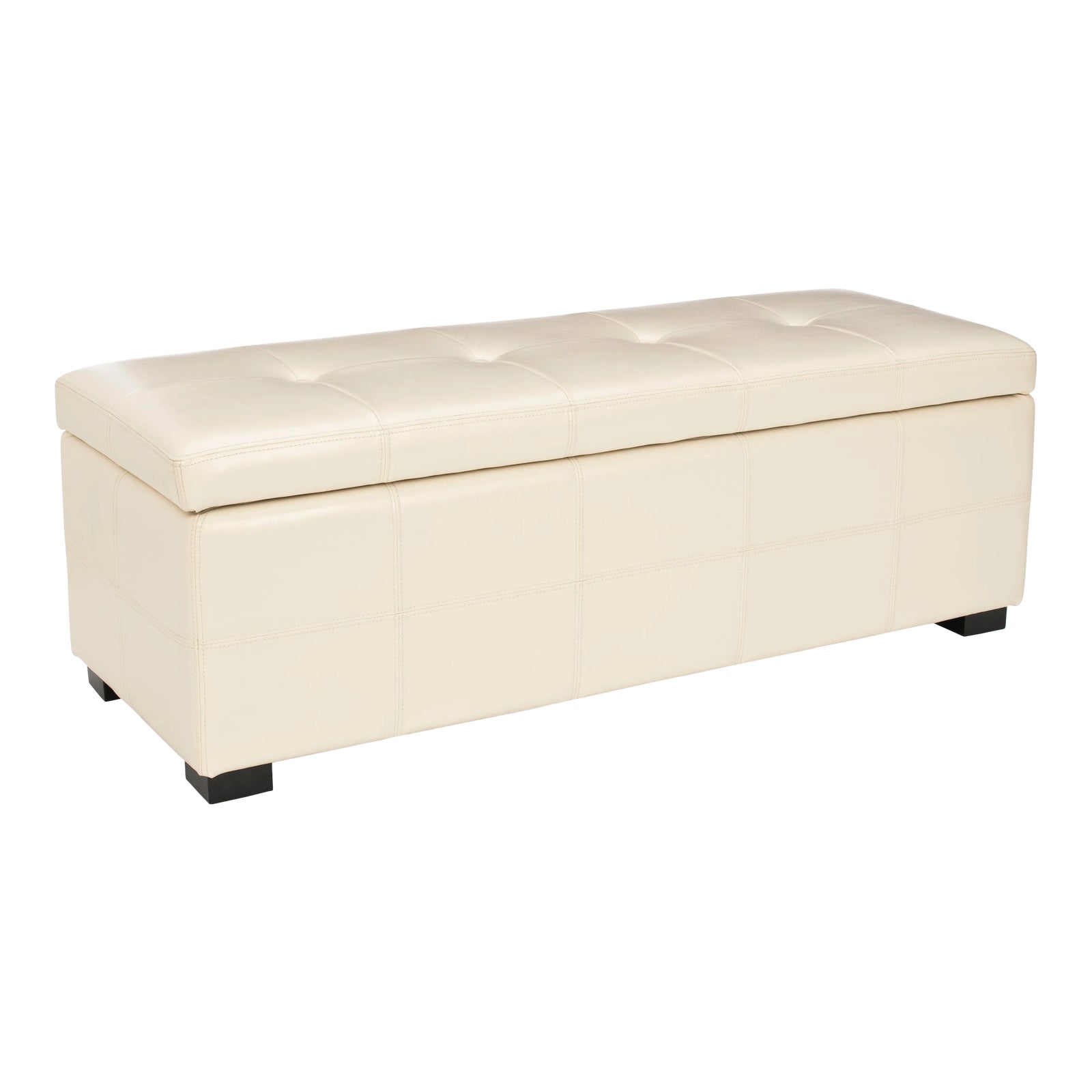 Tufted Storage Bench Large in Flat Cream & Black | Chairish
