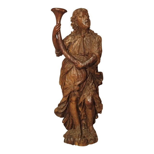 Circa 1650 Carved Hardwood Figural Cornucopia Statue From Italy | Chairish