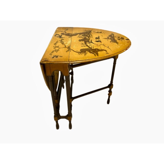 English Traditional Chinoiserie Hand Painted Gate Leg Table | Chairish