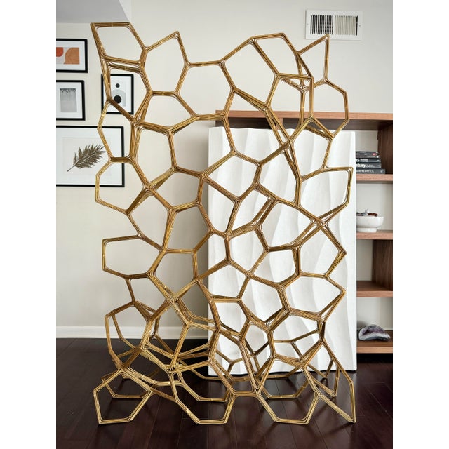 Geometric Sculptural Made Goods Efrain Honeycomb Room Divider in Aged ...