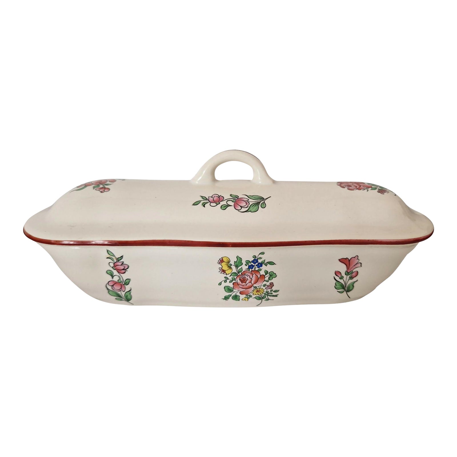 1920s French Ceramic Comb & Vanity Tray With Hand Painted Flowers by ...