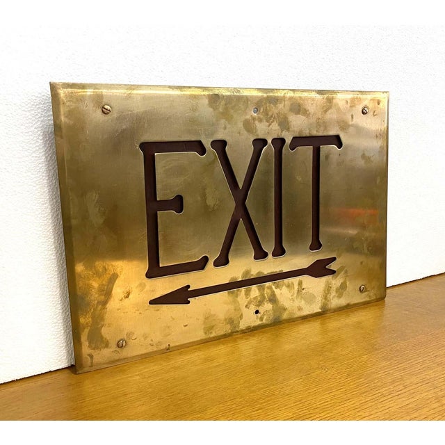 Mid 20th Century Antique Brass Beveled Border Exit Faceplate Sign ...