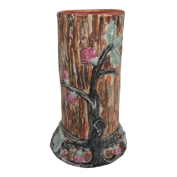 Weller Vase Warwick Art Pottery Tree Trunk Floral Collectible Large ...