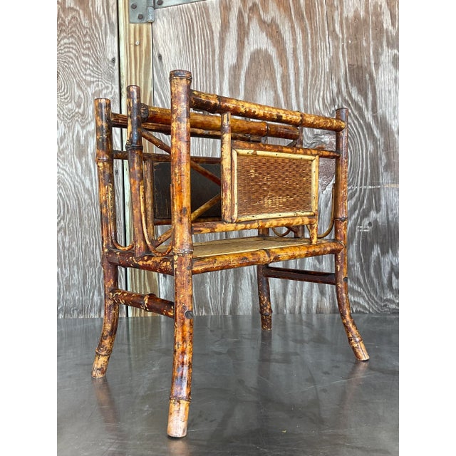 Vintage Coastal Tortoise Shell Finish Magazine Rack | Chairish