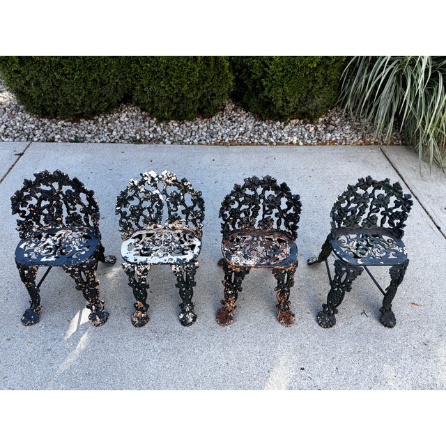 Antique Heavy Cast Iron Victorian Grapevine Garden Chairs Set of 4 Chairish