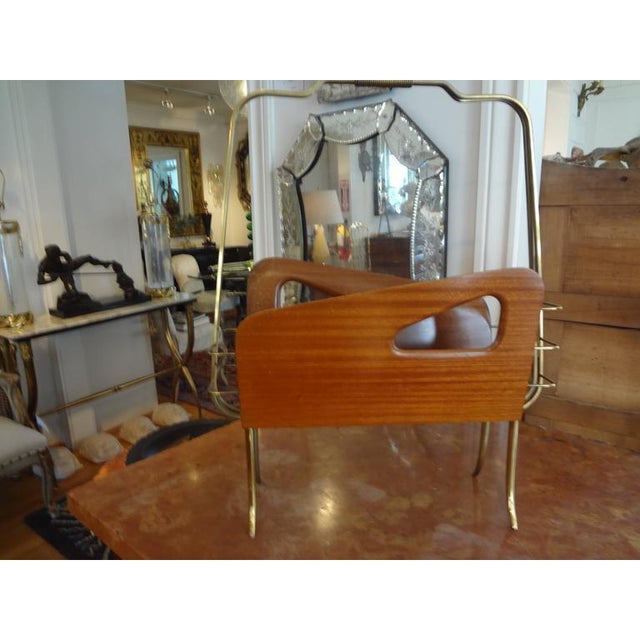 1950's Vintage Italian Gio Ponti Inspired Brass and Walnut Magazine ...