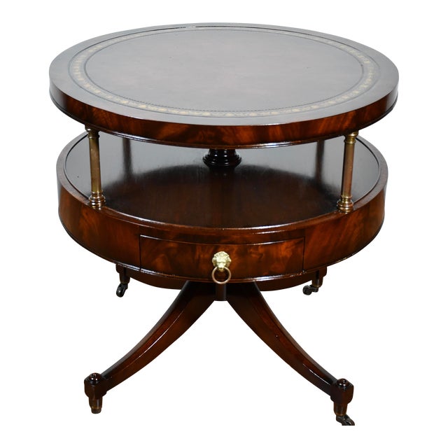 1930 Weiman English Regency Mahogany & Leather Top Side Table / End ...
