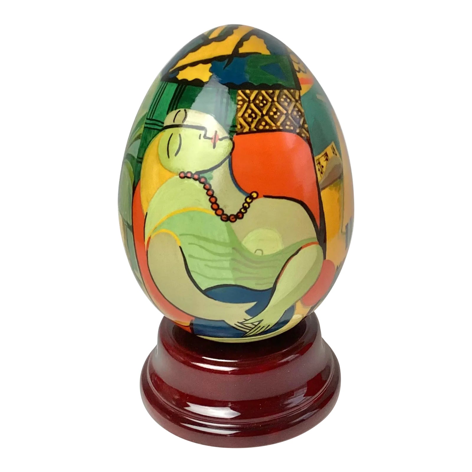 Picasso Hand Painted Reuge Revolving Musical Egg Bolero M Ravel #124/ ...