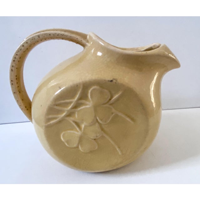 1940s McCoy Yellow Pitcher With Shamrock Pattern | Chairish