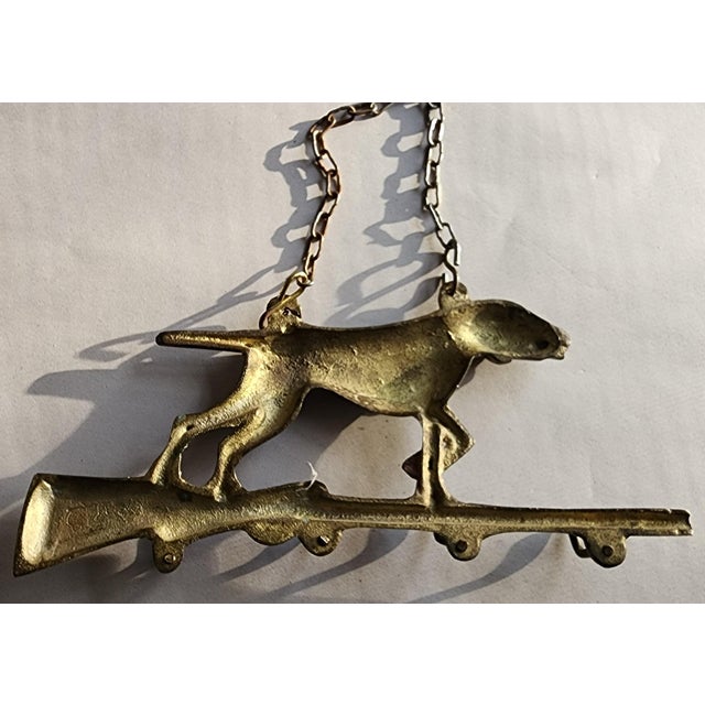1980s Vintage Brass Hunting Dog & Rifle Key Hook Rack | Chairish