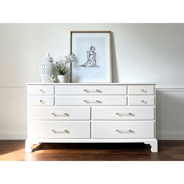 1980s Henkel Harris Dresser Modern Greige Lacquer Finish | Chairish