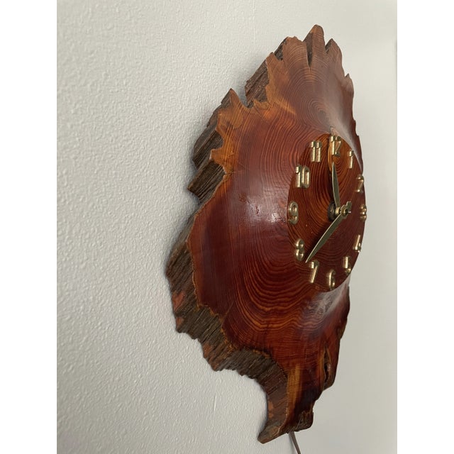 Mid-Century Modern Live Edge Burl Wood Clock | Chairish