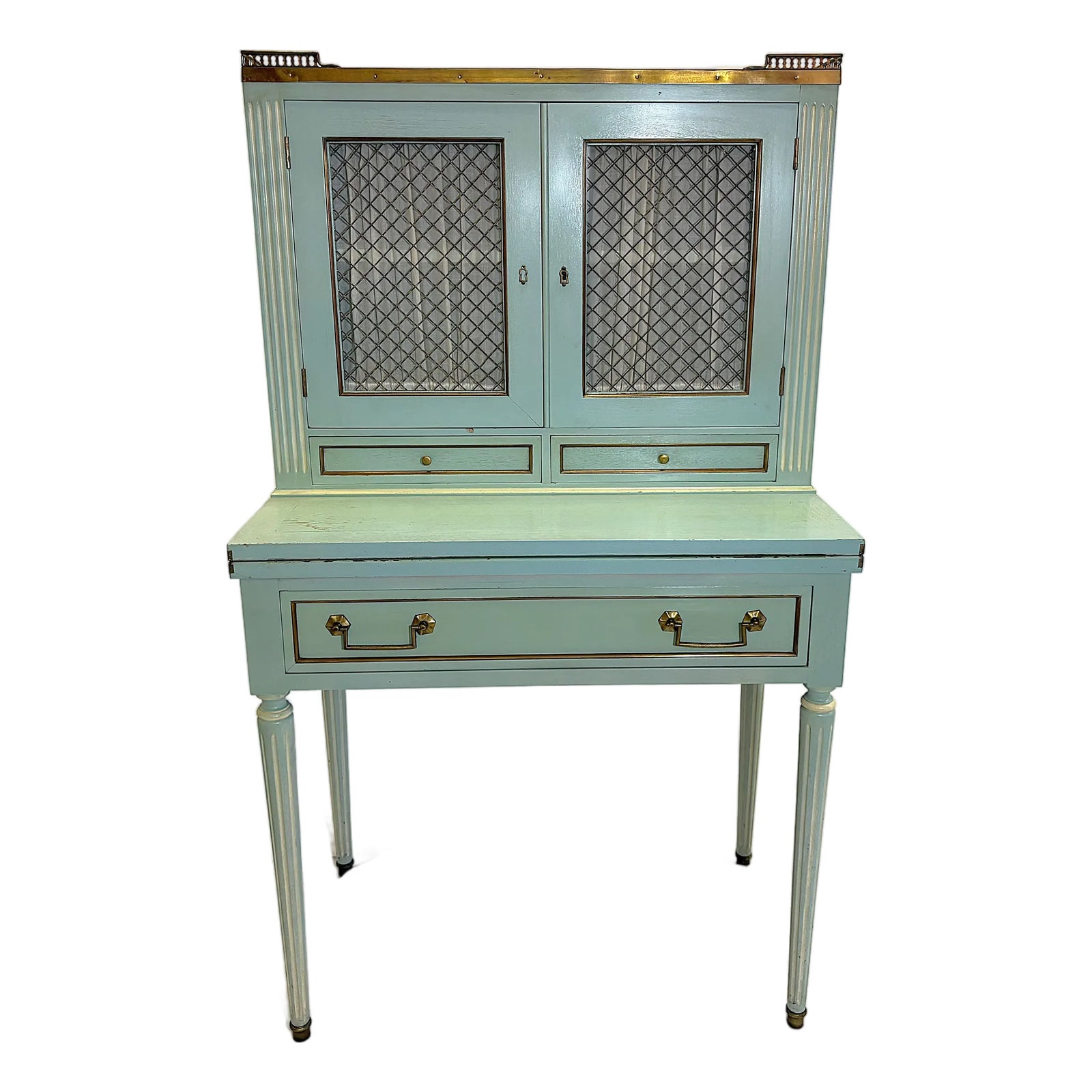 1950's French 'Cassard Et Cie' Art Deco Secretary Desk With Lock and ...