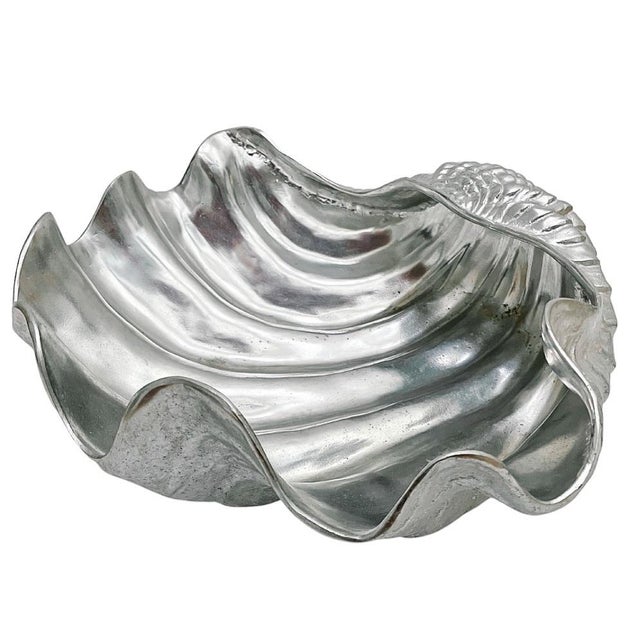 1988 Oversized Arthur Court Aluminum Clam Shell Bowl | Chairish