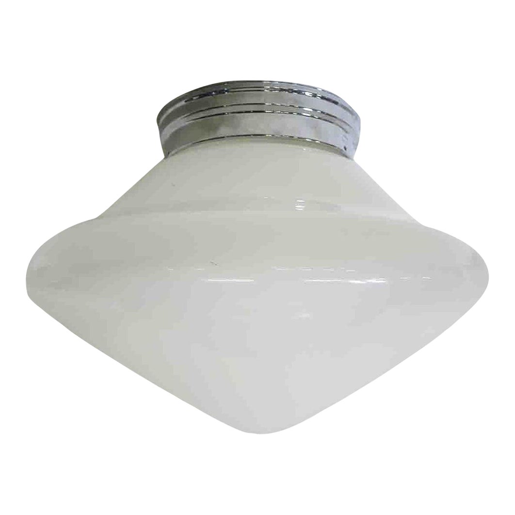 1940s Large Schoolhouse Rounded Cone Shape Ceiling Glass Globe Pendant ...