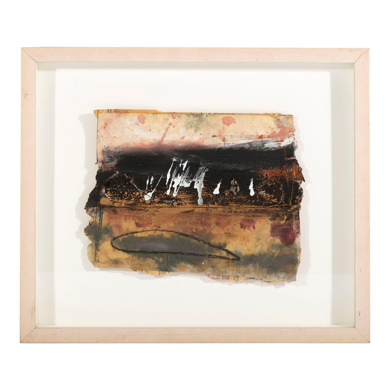 Signed 1990 “Magma Sand Script Iv” Mixed Media Painting Collage on ...