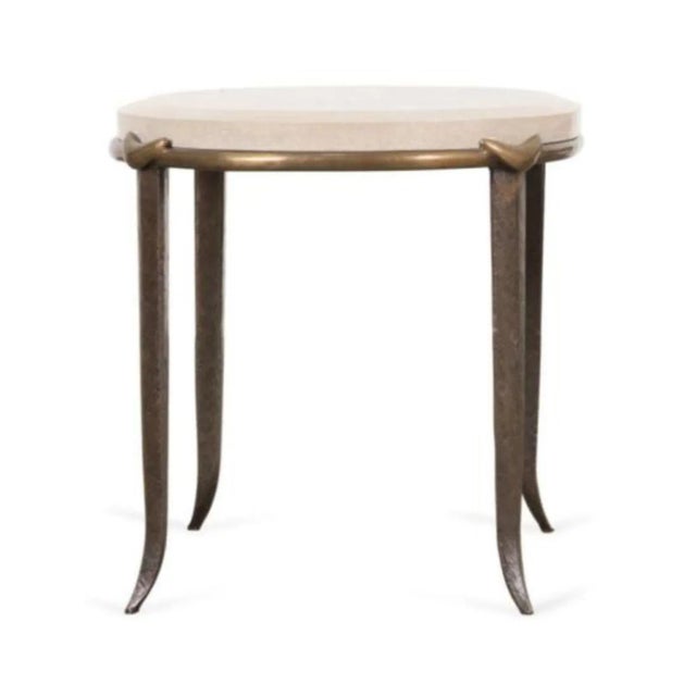 27” Tall Bronze and Indiana Limestone Tables By Tom Corbin. - a Pair ...