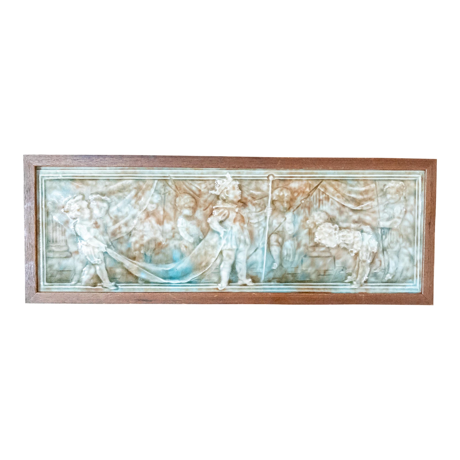 Early 20th Century English Ceramic Porcelain Tile Plaque of Children's ...