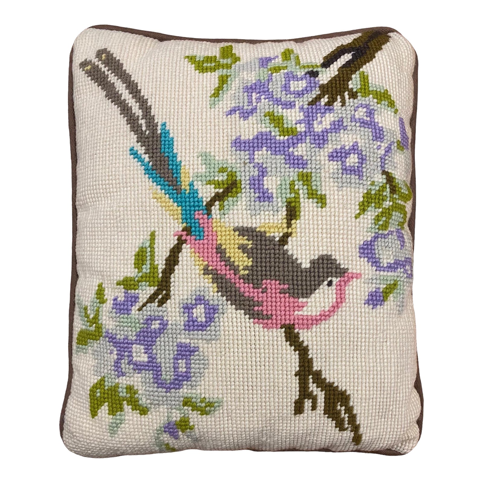 Vintage Bird Needlepoint Pillow | Chairish