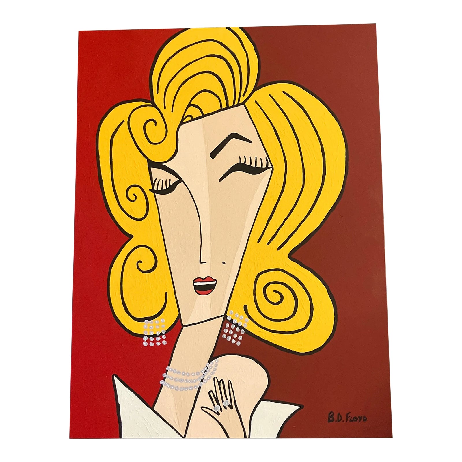 Contemporary Folk Art B.D.Floyd Painting “ Marilyn Signed | Chairish