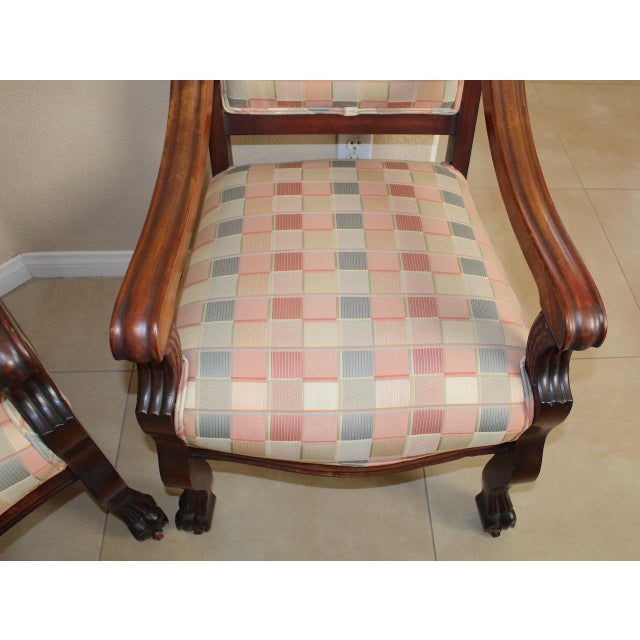 Antique 19th Century Upholstered Throne Chair With Claw Feet & Casters ...