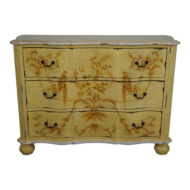 Venetian Distressed Painted Finish 3 Drawer Chest Dresser | Chairish
