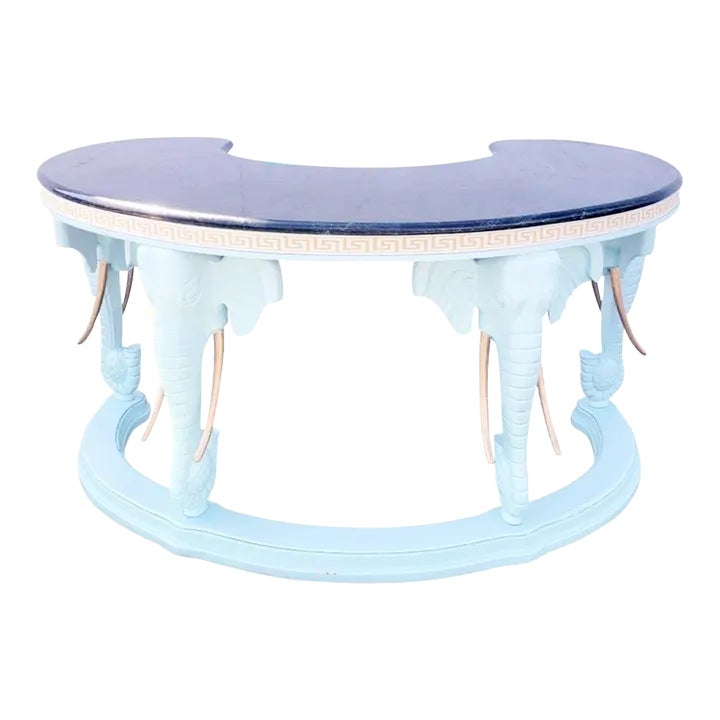 Vintage Gampel Stoll Custom Painted Pale Blue Gold Greek Key Kidney ...