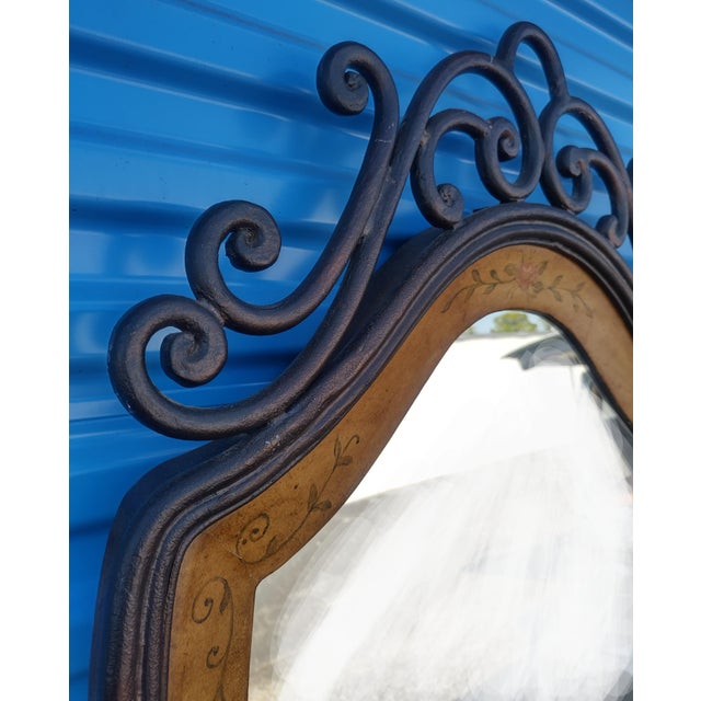 Large Vintage Crest Shaped Maitland Smith Style Hand Painted Floral ...