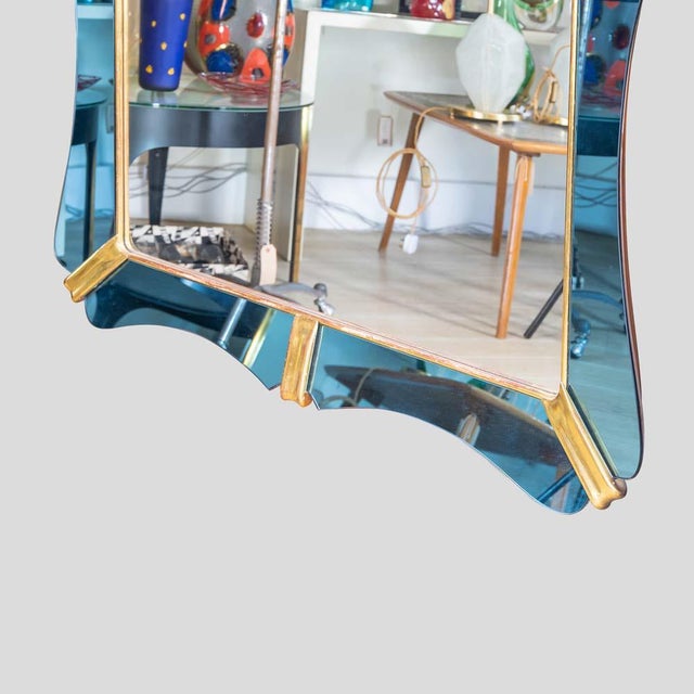 Blue Mirror Glass Frame Mirror by Luigi Fontana for Fontana Arte, 1940 ...
