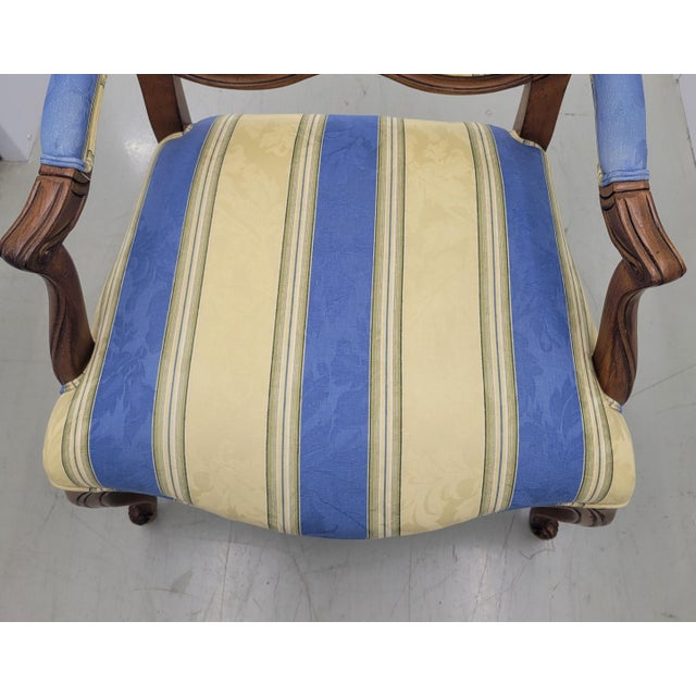 French Louis XV Style Ethan Allen Blue and Yellow Bergere Chair | Chairish
