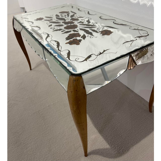 Mirrored Coffee Table 1940’s Eglomise Glass | Chairish