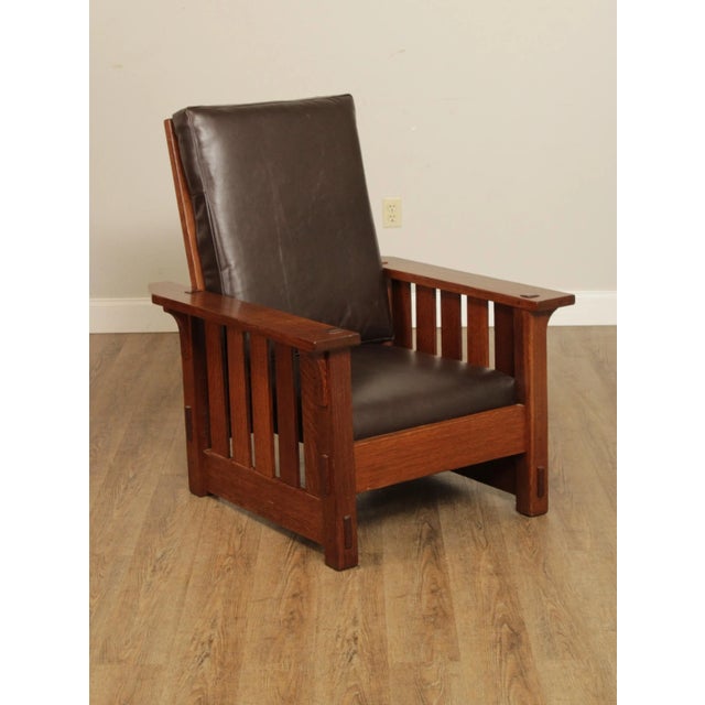 Gustav Stickley Antique Mission Oak and Leather Reclining Morris Chair ...