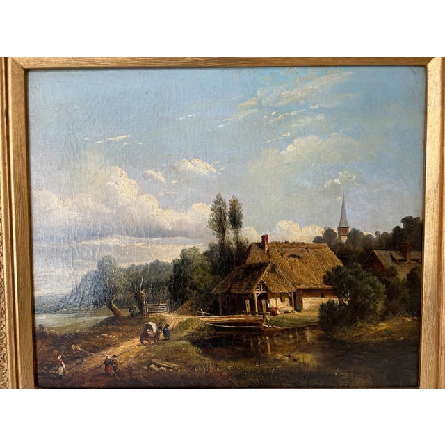 Arthur James Stark Thatched Cottage Landscape Painting, Framed | Chairish