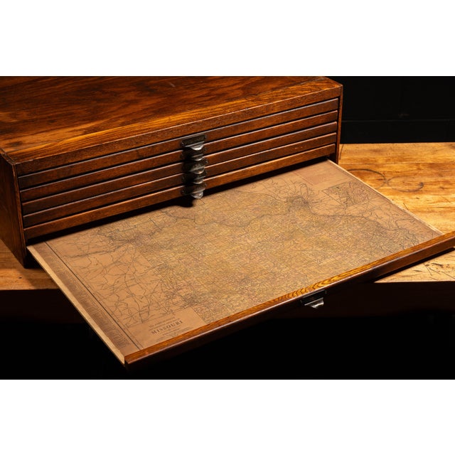 Late 19th Century Map Cabinets With Period-Appropriate Maps | Chairish