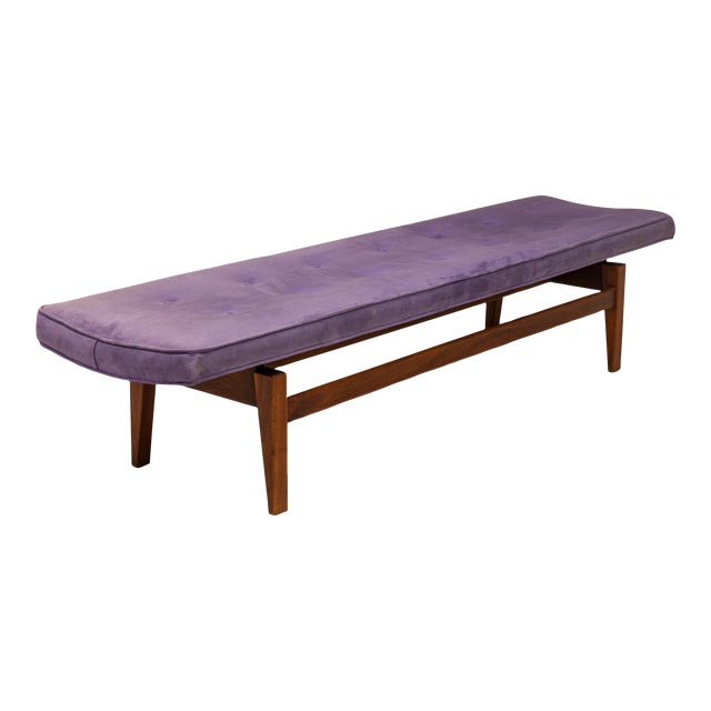 Jens Risom Danish Mid-Century Purple Tufted Velour and Wood Floating ...