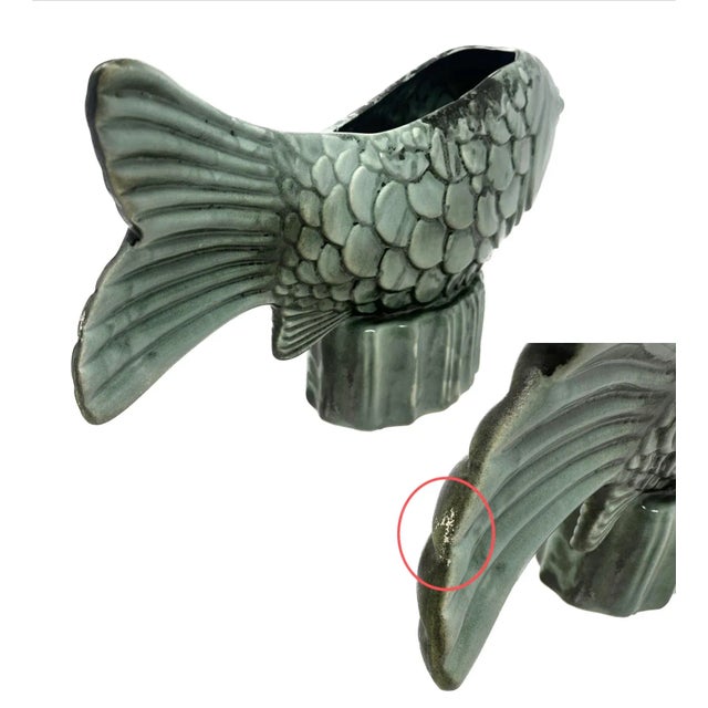 Large Vintage Royal Hickman Pottery Green Fish Vase Planter | Chairish