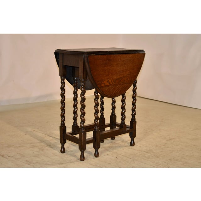 English Oak Gate Leg Side Table, C. 1900 | Chairish