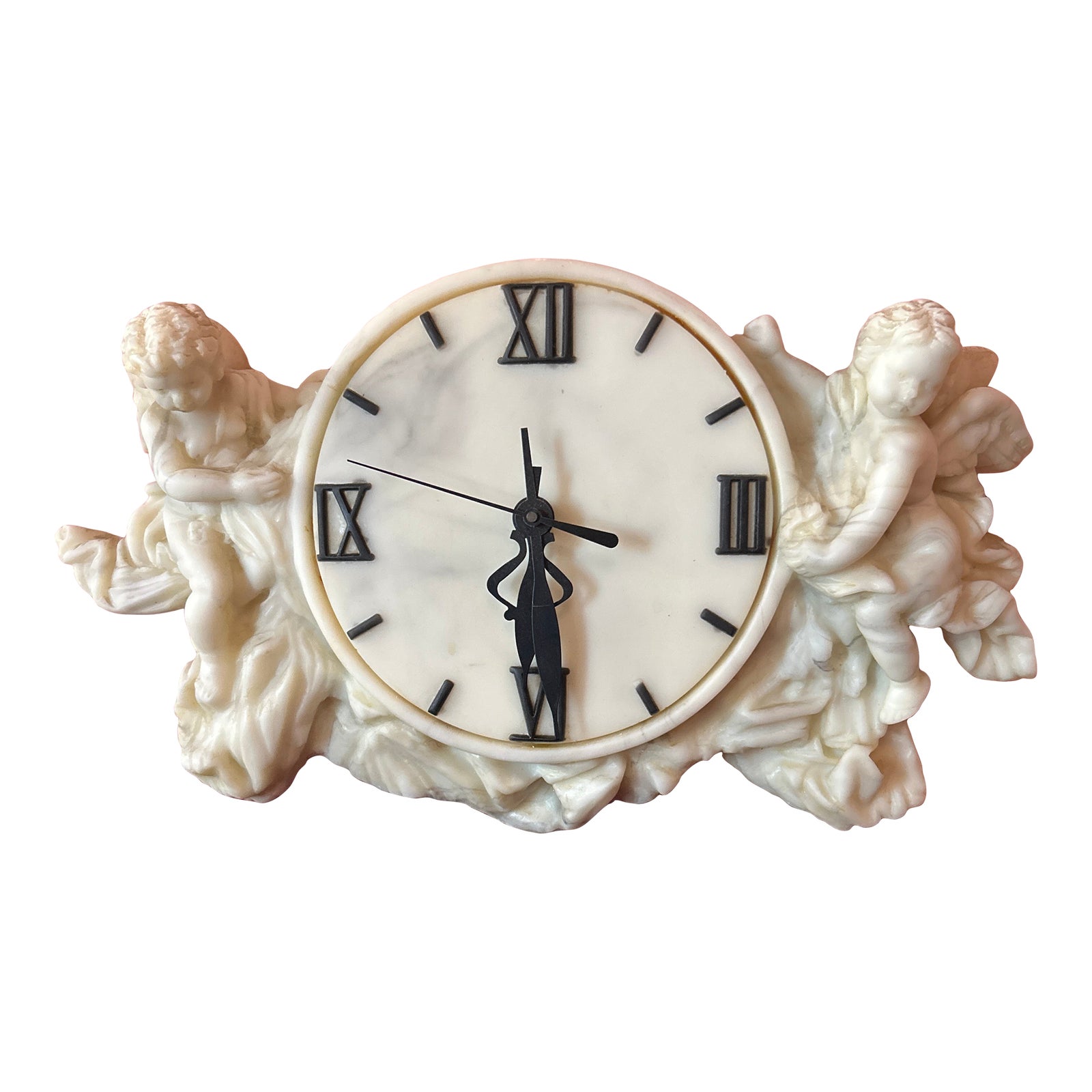 Vintage Alabaster Wall Clock With Cherubs – Neoclassical Angel Design ...