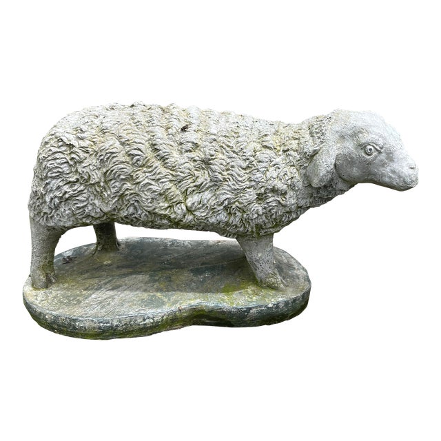 Small Cast Sheep Statue | Chairish