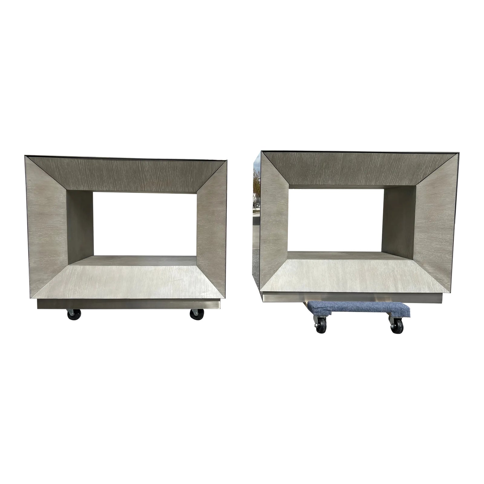 Bernhardt Trane Nightstands Wrapped in Stainless Steel - a Pair | Chairish